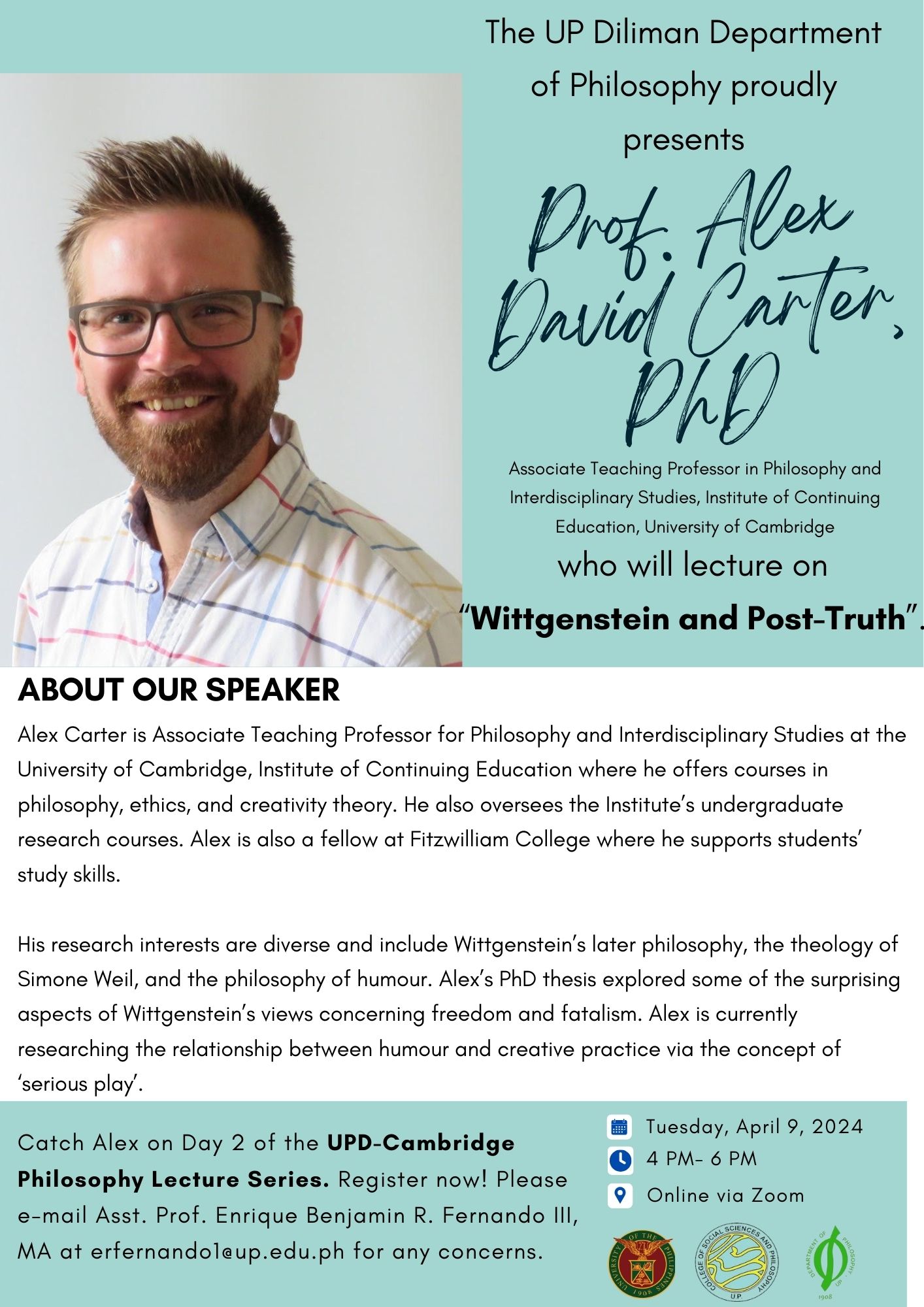 UPD-Cambridge Philosophy Lecture Series - Meet our Speakers! - UP ...